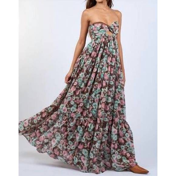 Sky To Moon | Dresses | New Sky To Moon Floral Flowy Strapless Maxi ...